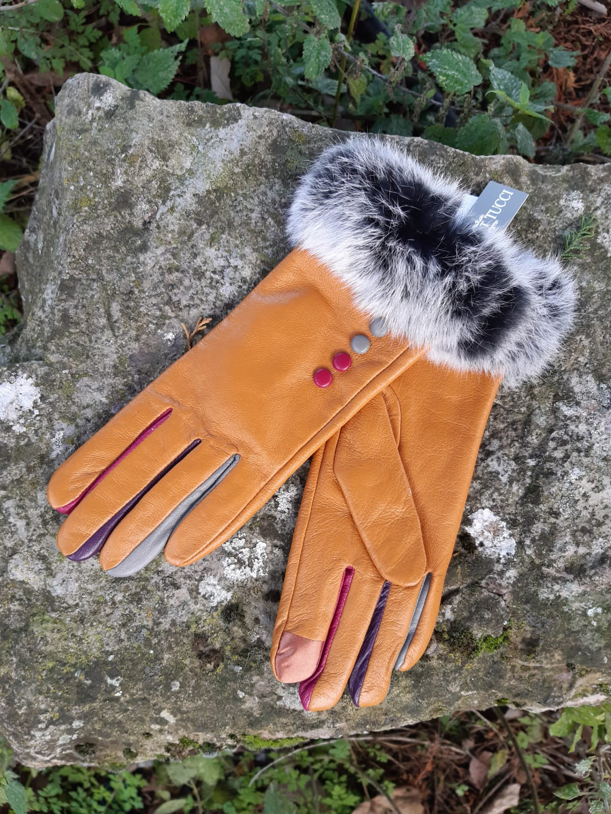Leather fluffy gloves store