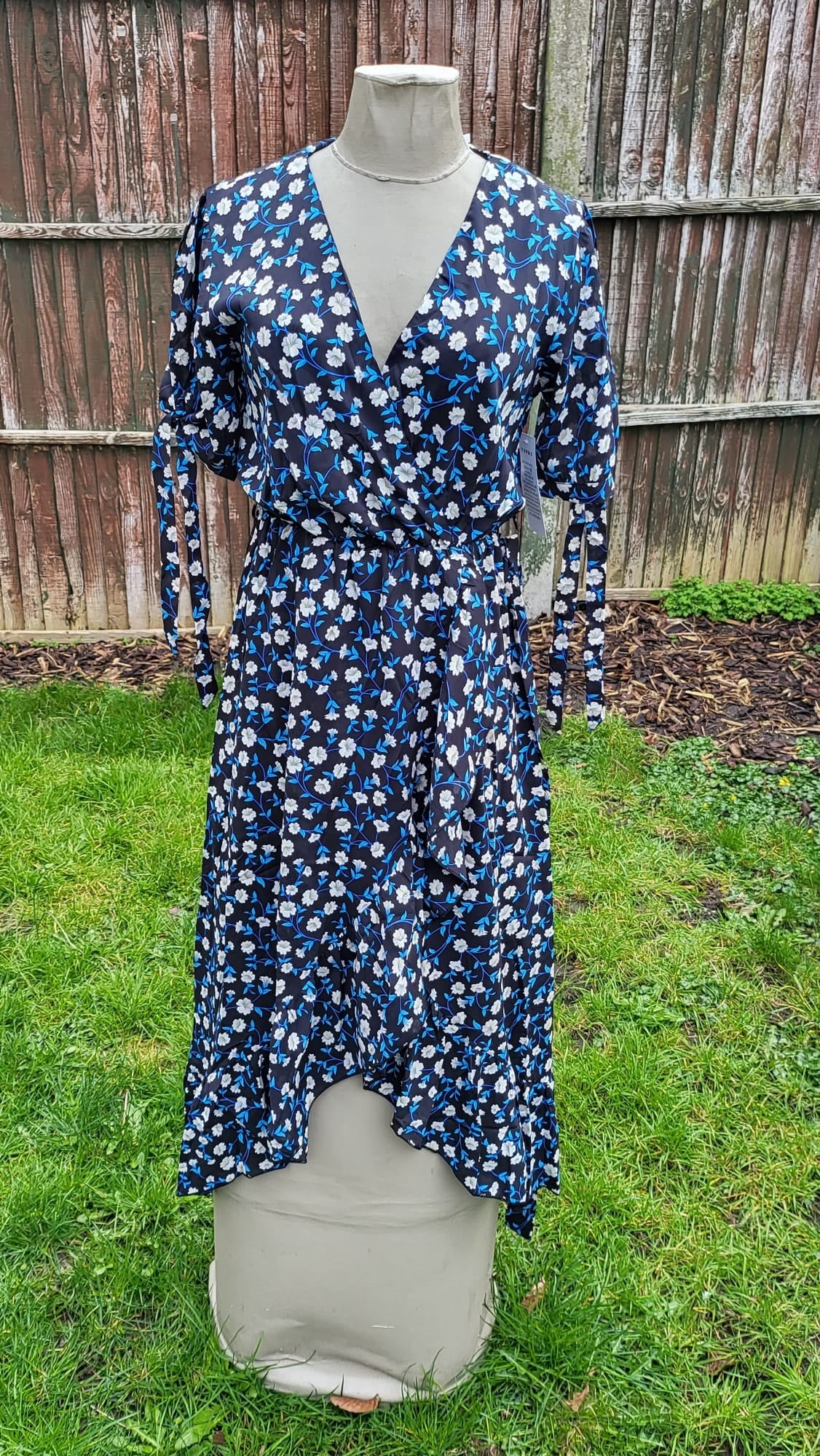 DR451 BLUE TENKI LIGHTWEIGHT PRINTED SUMMER DRESS IN SIZES UK 8-18